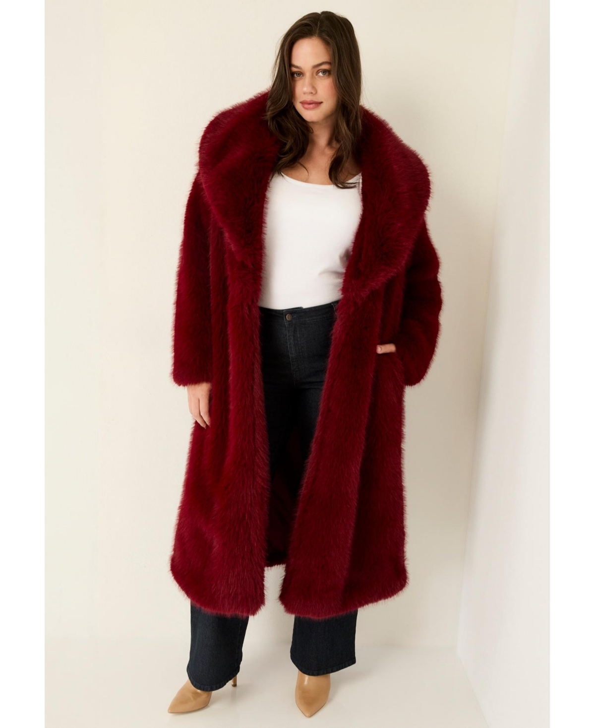 Click here for June + Vie Womens Plus Size Shaggy Faux Fur Coat -... prices