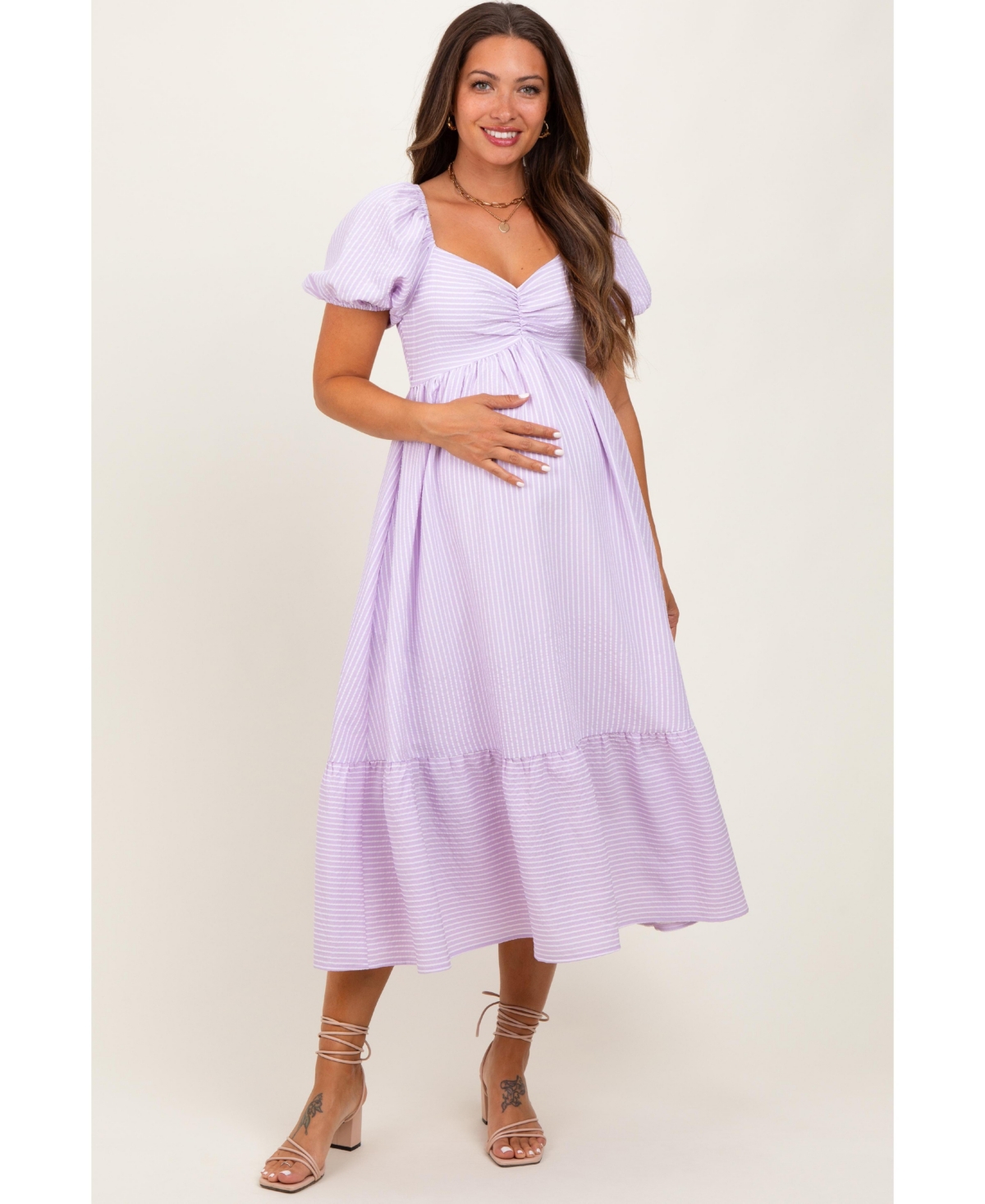Click here for Pinkblush Maternity Lavender Sweetheart Stripe Smo... prices