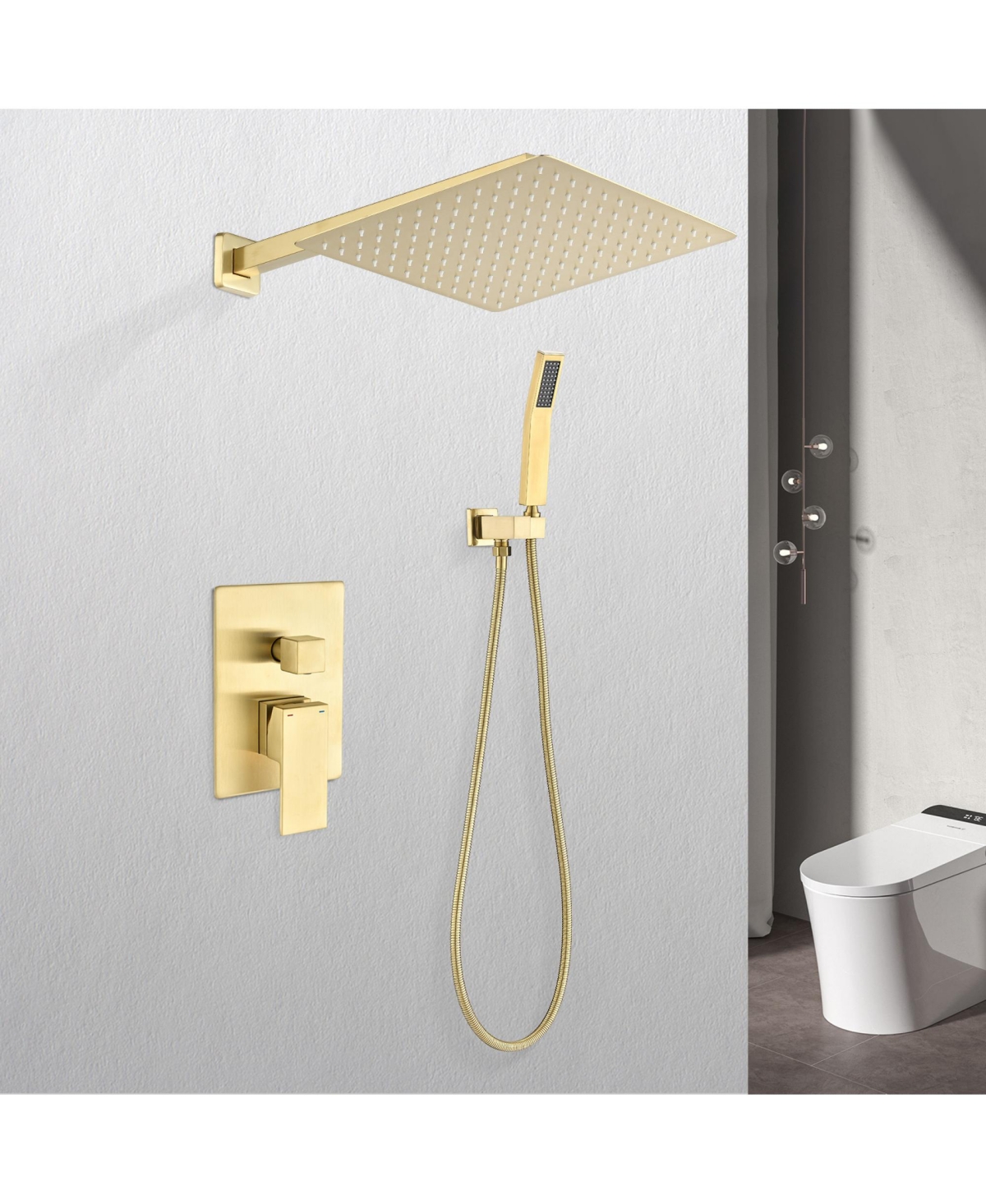 Click here for Rainsken 12" Rain Brushed Gold Shower Head Sy... prices