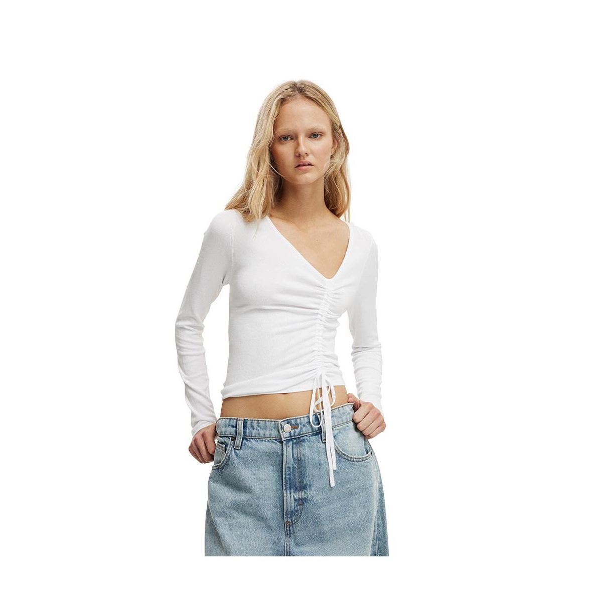 Click here for Cotton On Womens Asymmetric Ruched Knit - White prices