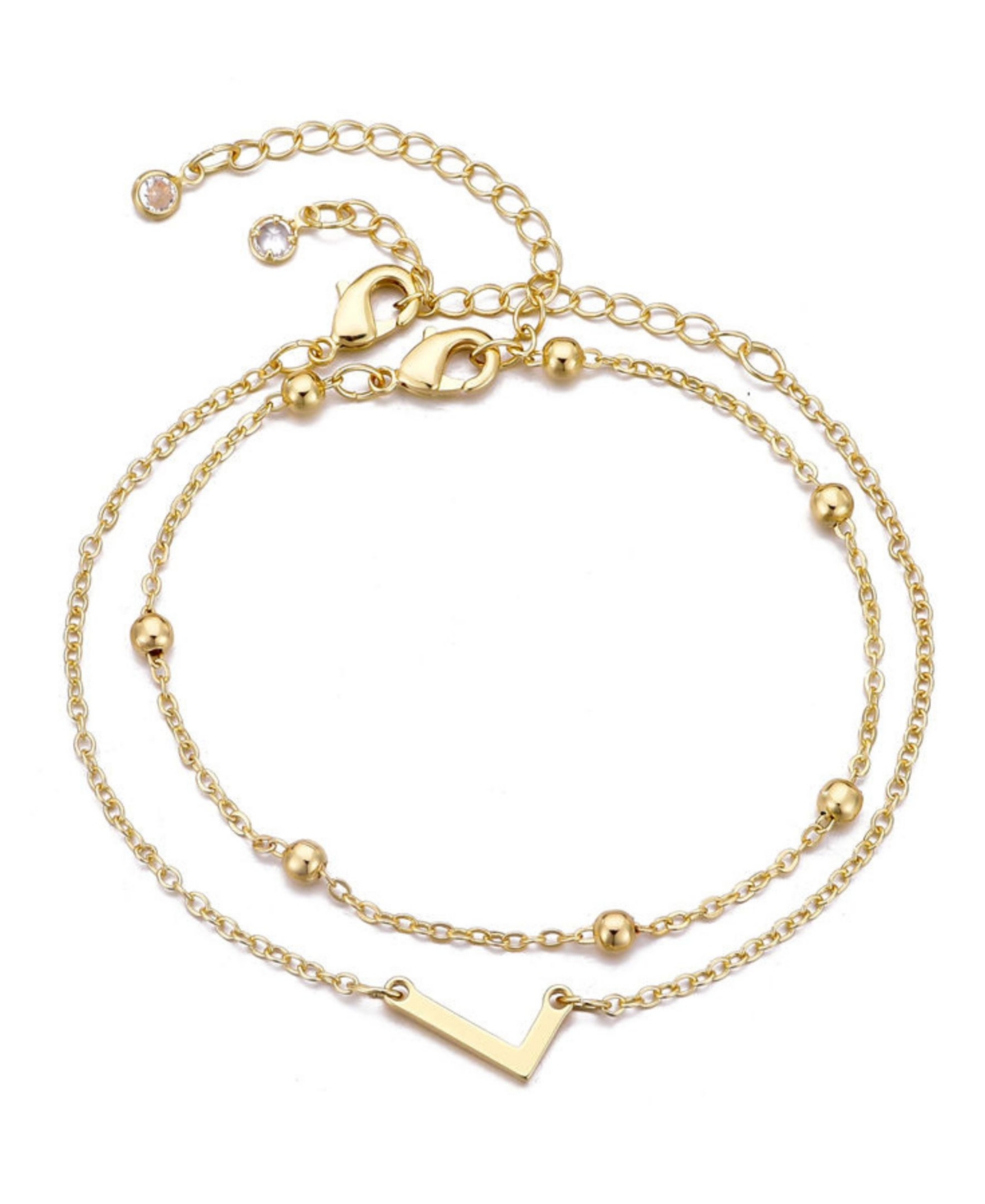 Click here for Adornia Gold Initial Bracelet Set - Gold-L prices