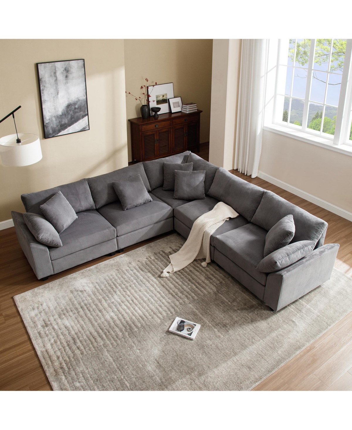Click here for Morden Fort 115 W Corduroy Oversized Modular Couch... prices