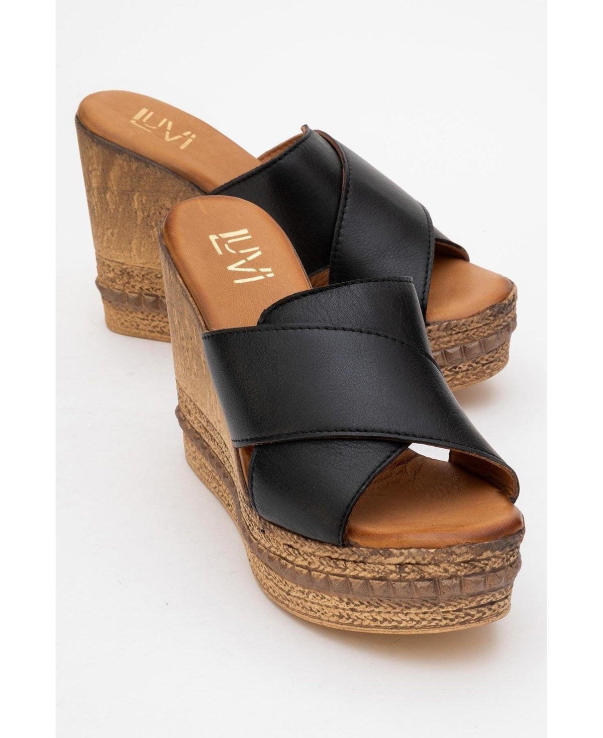 Click here for Forever & Always Shoes Lois Wedge Leather Sandal (... prices