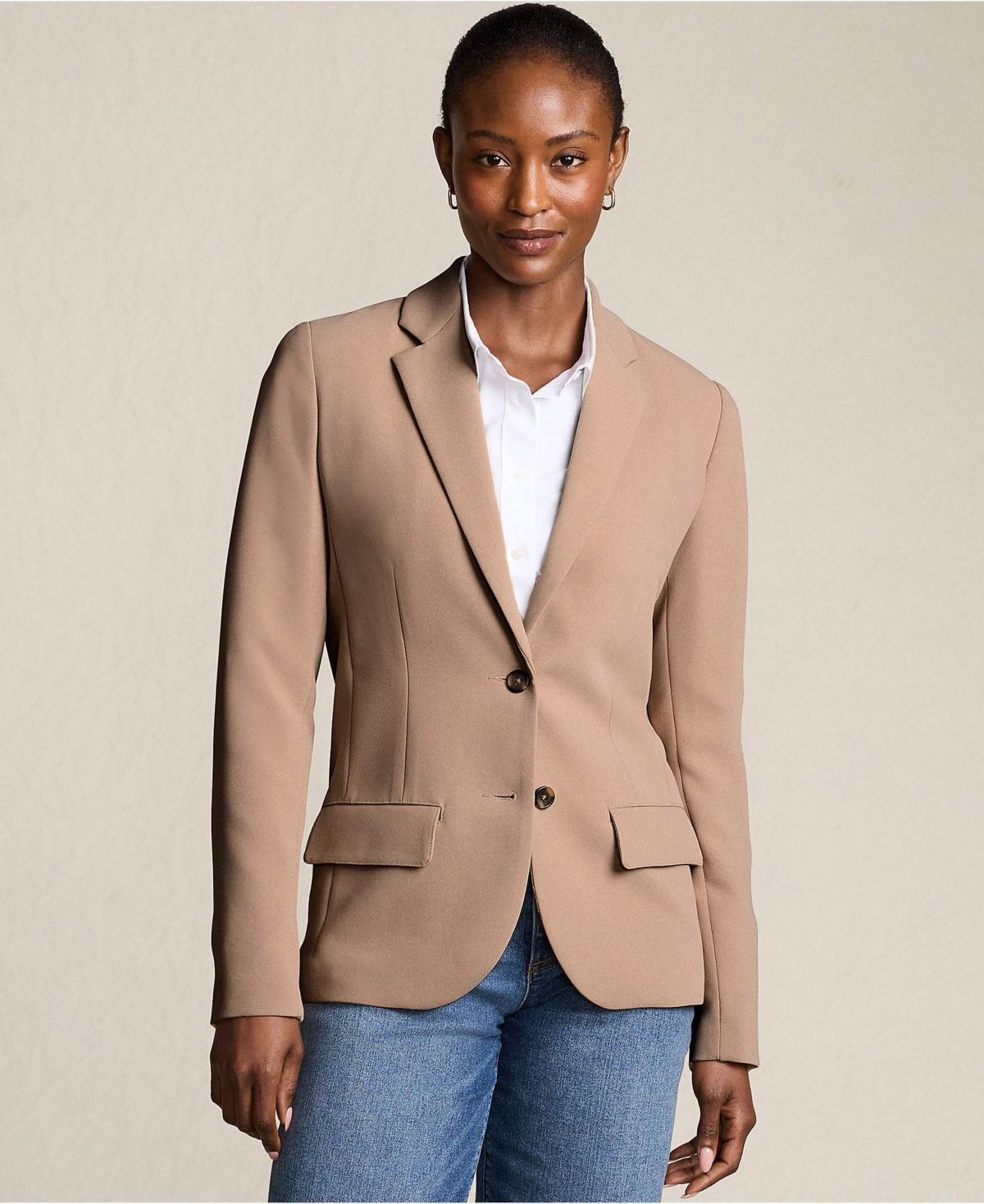 Click here for Lands End Womens Crepe Blazer - Honey beige prices