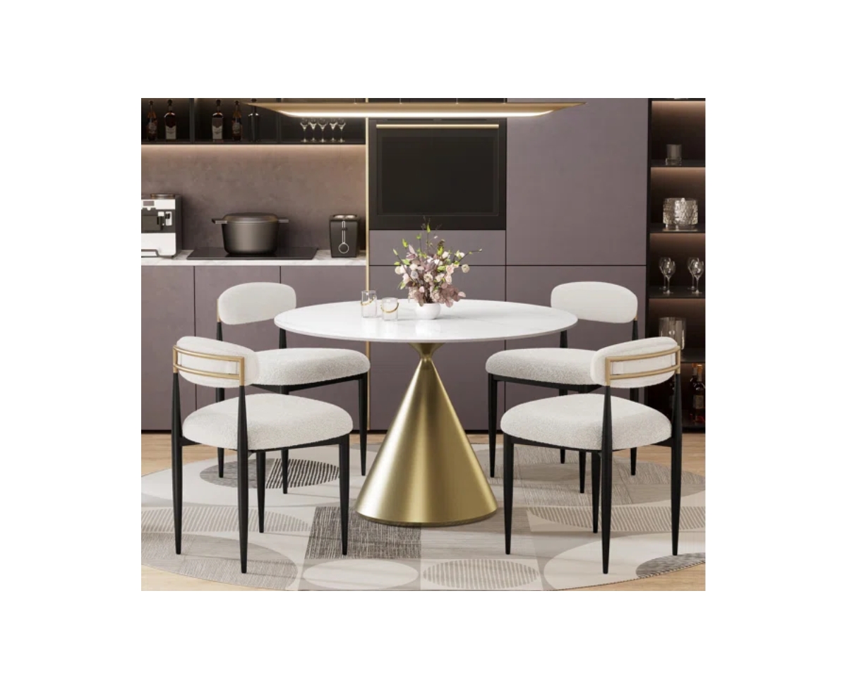 Click here for Morden Fort 5 Piece Round 47 Faux Marble Dining Se... prices