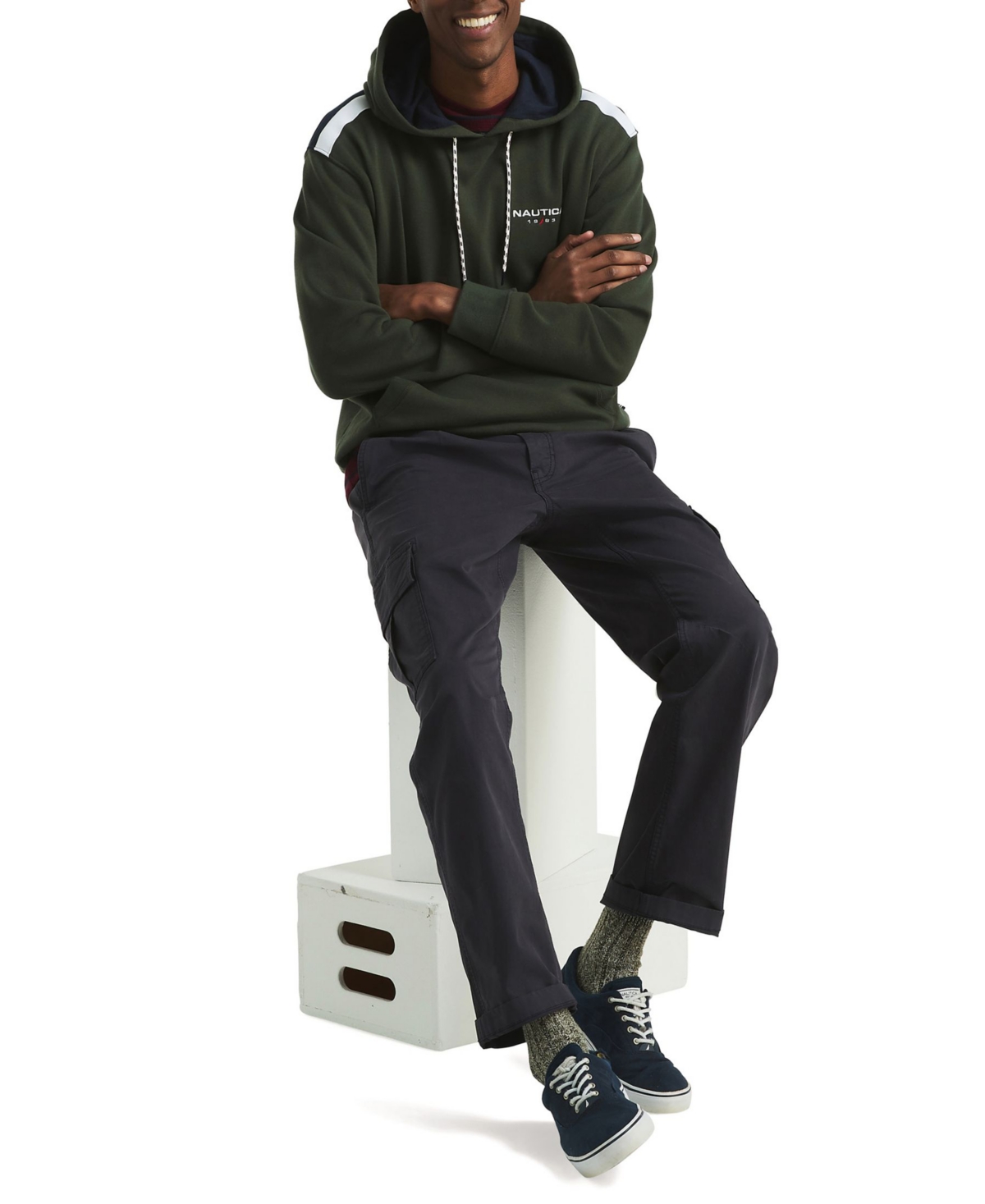 Click here for Nautica Mens Tape Shoulder Long Sleeves Hoodie - D... prices