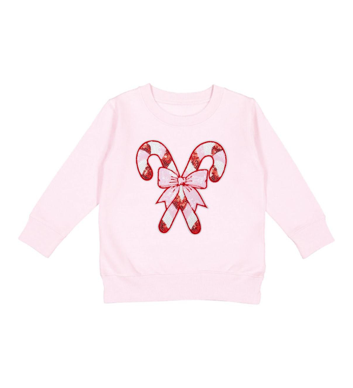 Sweet Wink Baby Girls Candy Cane Patch Christmas Sweatshirt - Ballet pink
