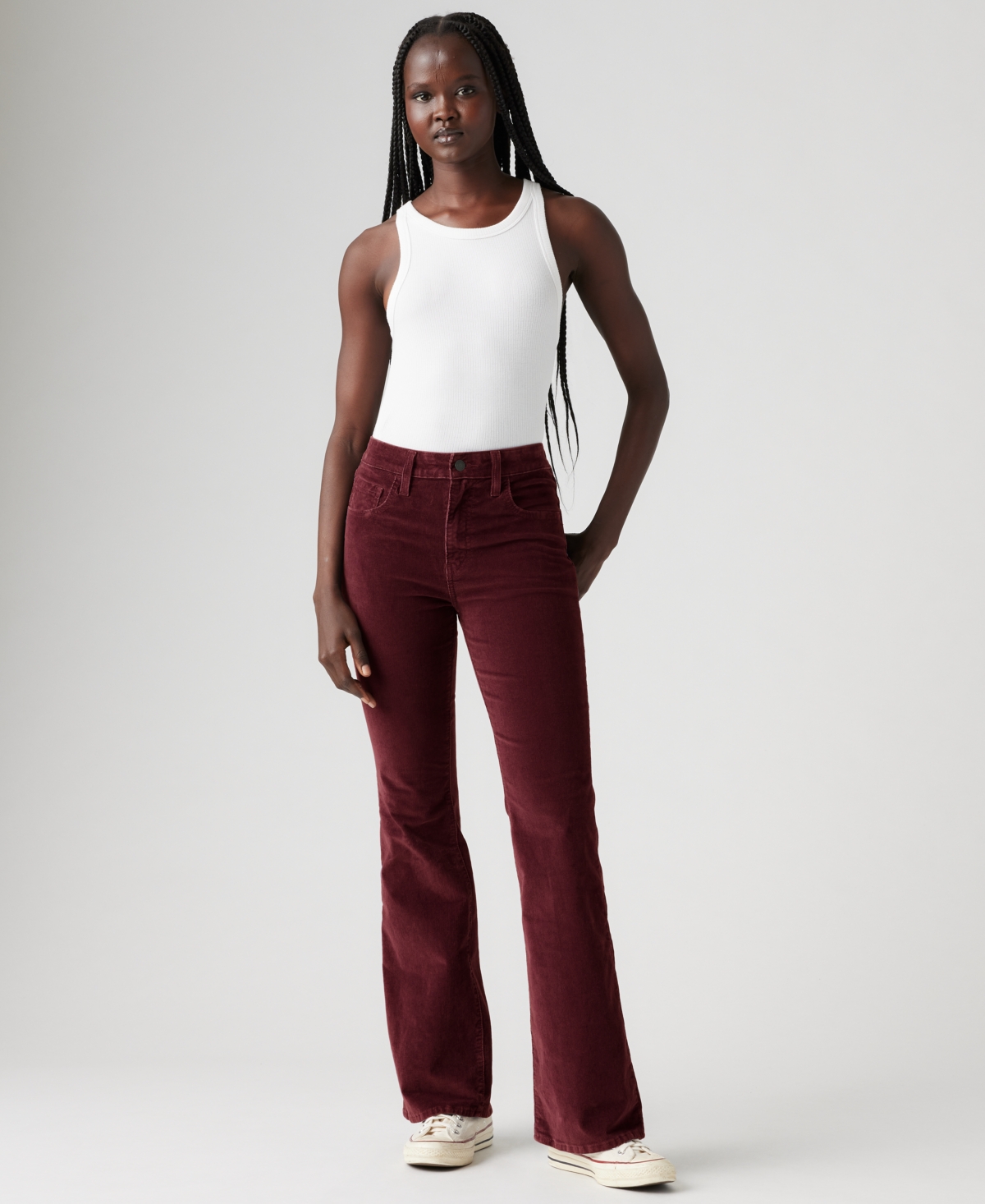 Levis Womens 726 High Rise Slim Fit Flare Jeans - Merlot