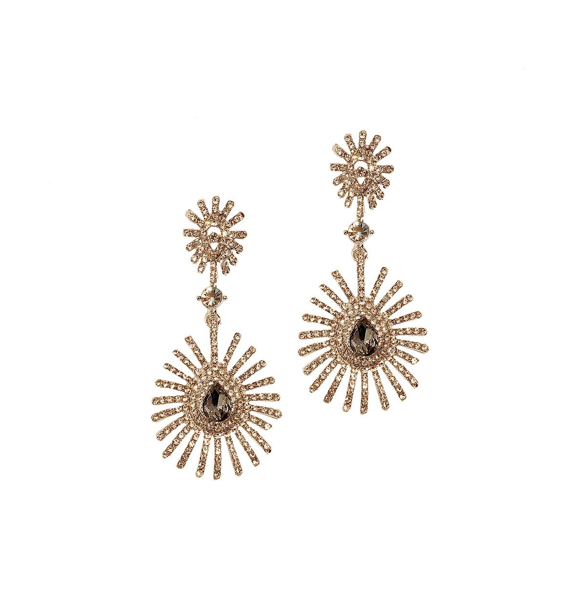 Click here for Maxi Crystal Drop Earrings - Brown prices