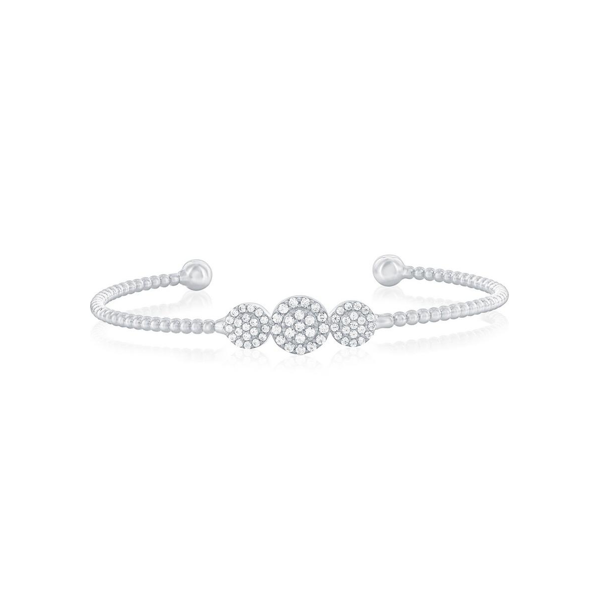 Click here for Simona Sterling Silver  Triple Round Halo Cz Beade... prices