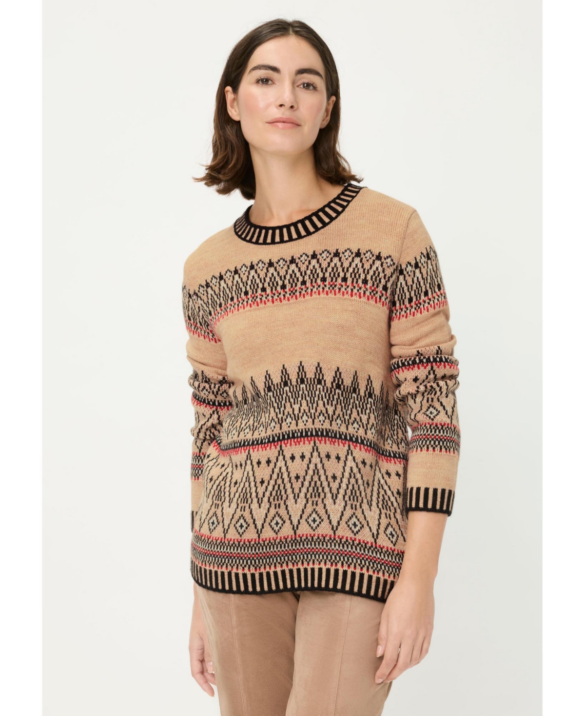 Click here for Olsen Womens Nordic Sweater - Warm biscuit mel. prices
