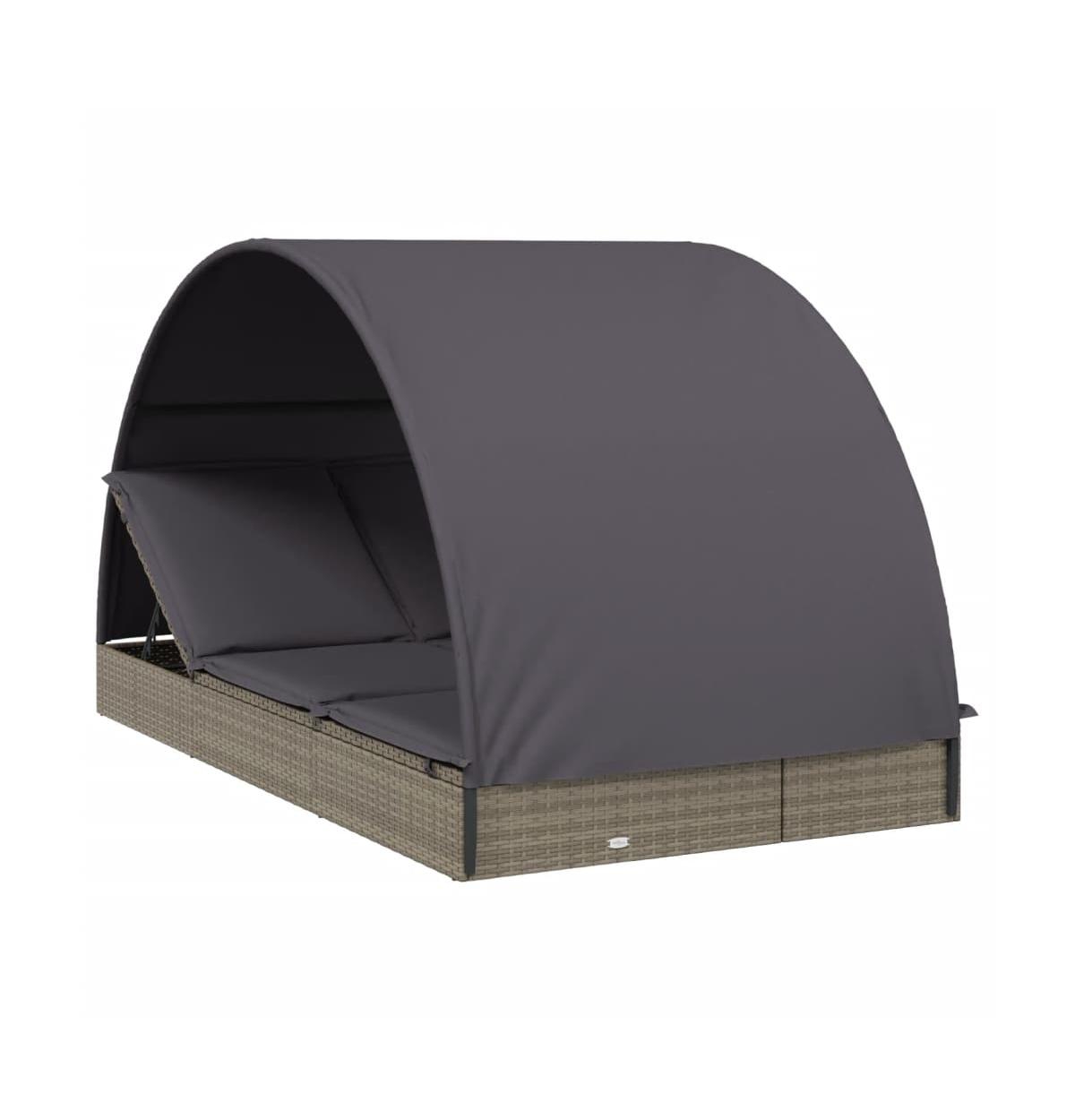 Click here for Sunbed Gray Pe Rattan Two-Person Size Adjustable A... prices