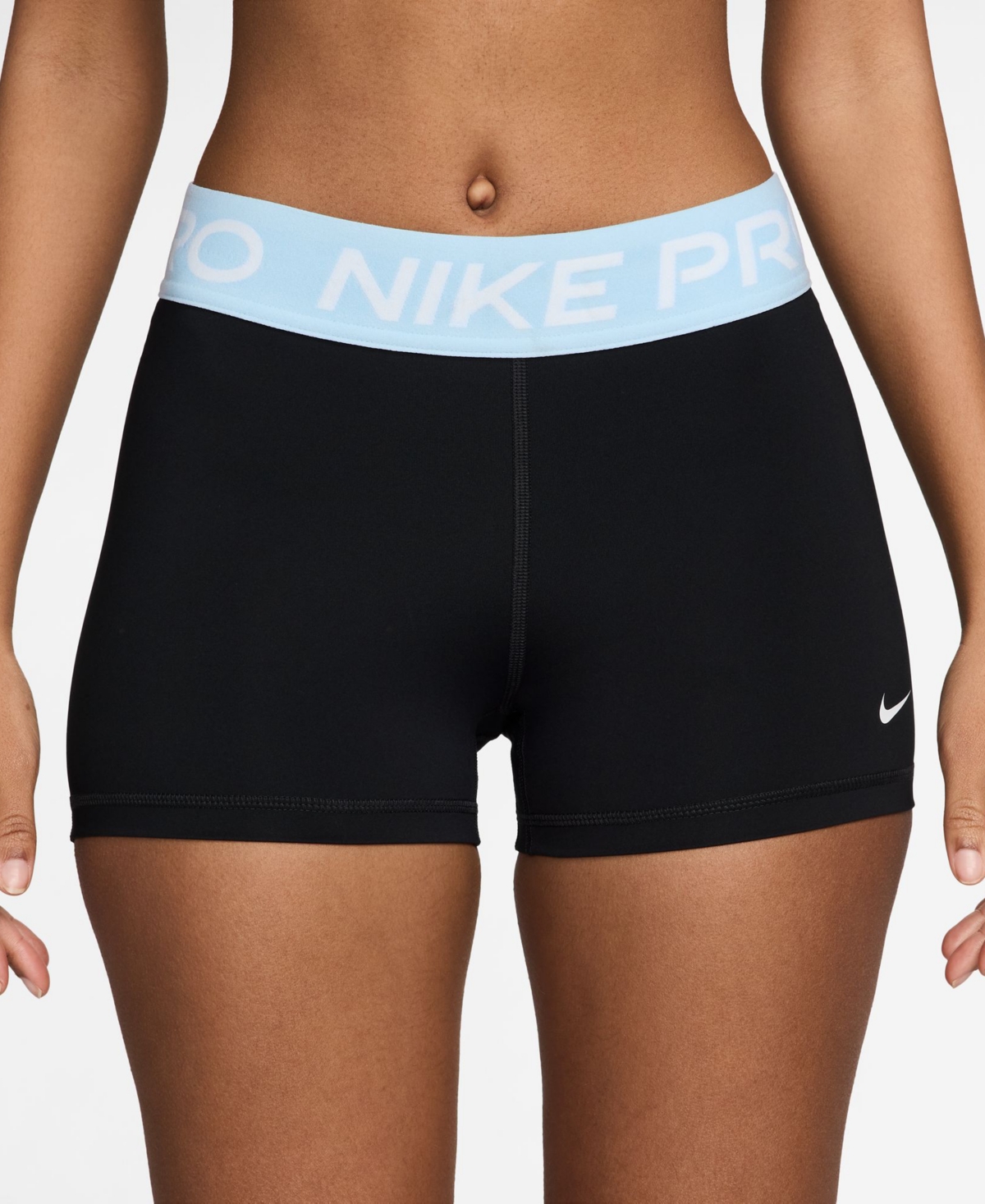 Click here for Nike Pro Womens 3 Shorts - Black/Celestine Blue prices