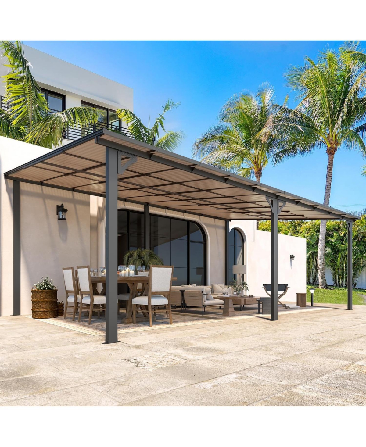 Click here for Aecojoy 20x12 Wall Mounted Gazebos Pergola - Black prices