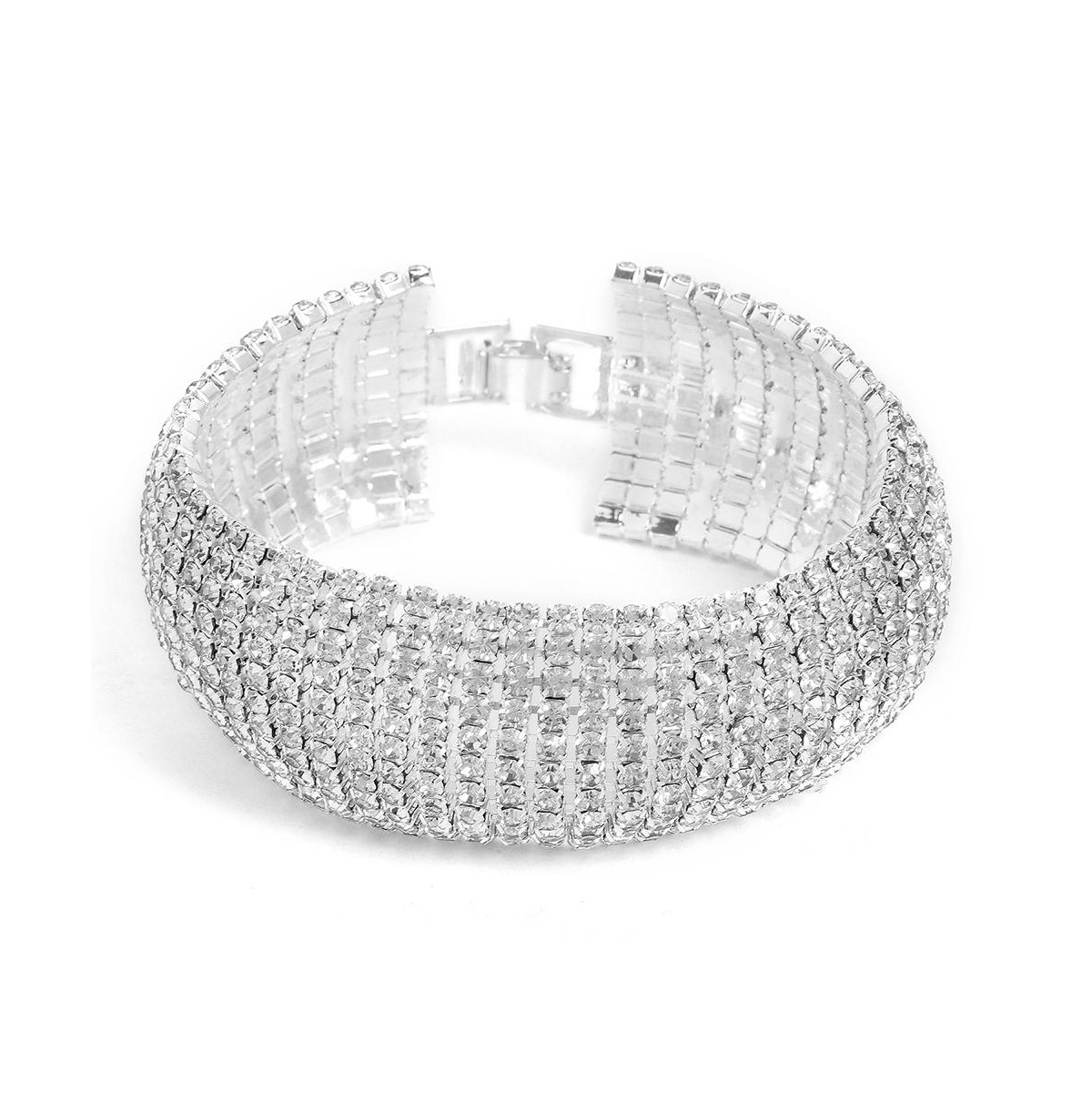 Click here for Sohi Womens Silver Embellished Statement Bracelet... prices