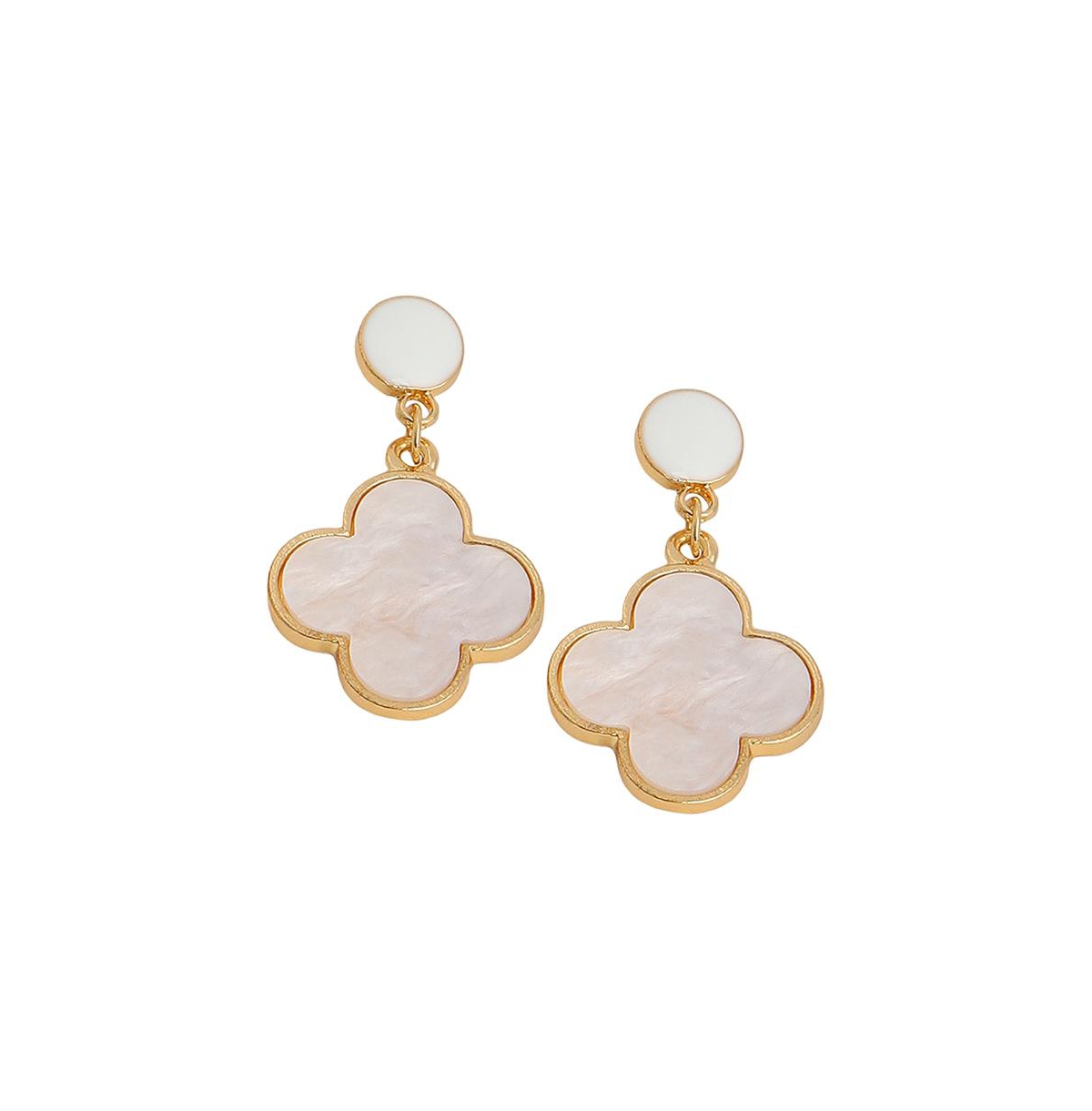 Click here for Sohi Womens The Clover Drop Earrings - White prices
