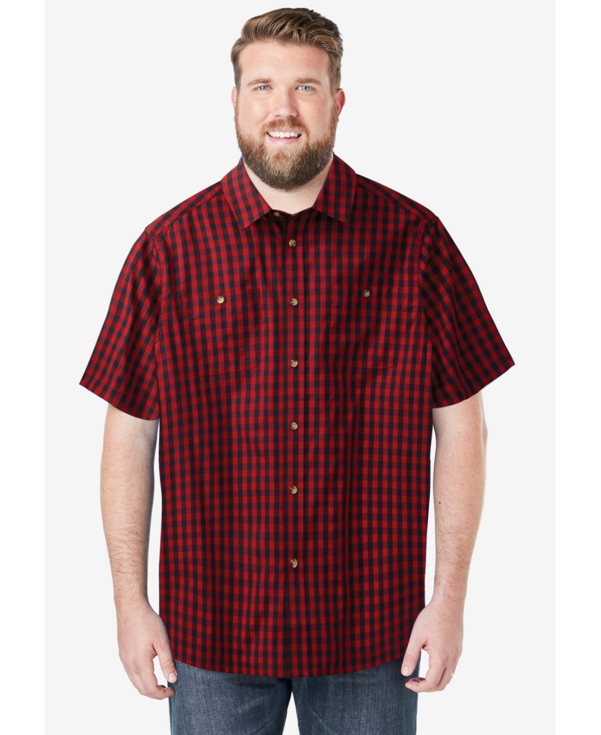 Click here for KingSize Big & Tall Check Short-Sleeve Sport Shirt... prices