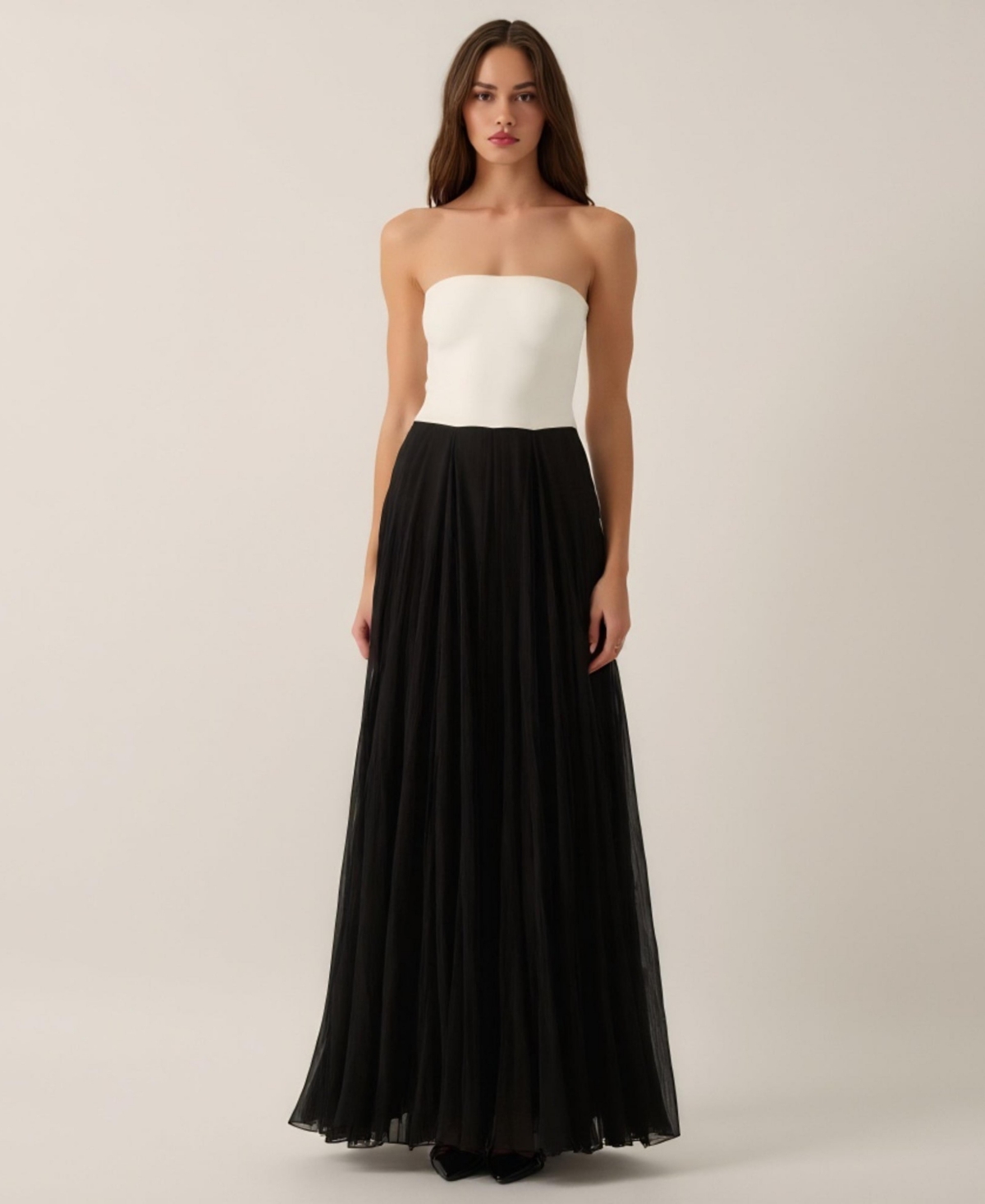 Click here for Modenaire Womens Strapless Two-Tone Tulle Evening... prices