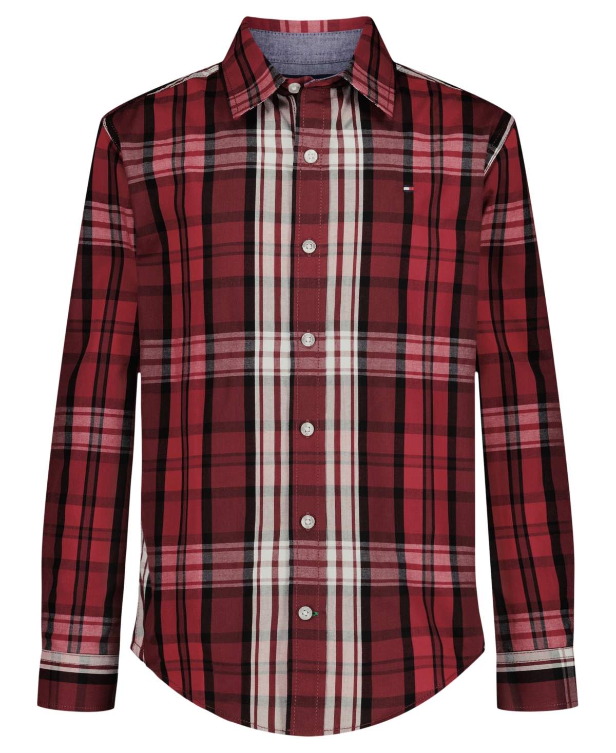 Click here for Tommy Hilfiger Boys 2T-7 Plaid Long Sleeve Shirt -... prices