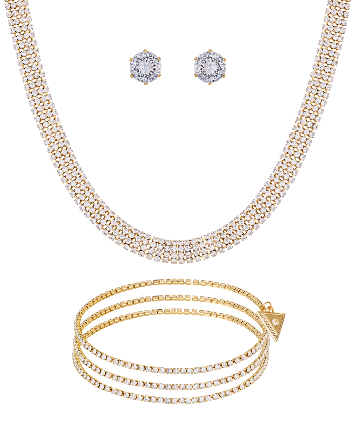 Click here for Guess 3-Pc. Cubic Zirconia Gold-Tone Choker Neckla... prices