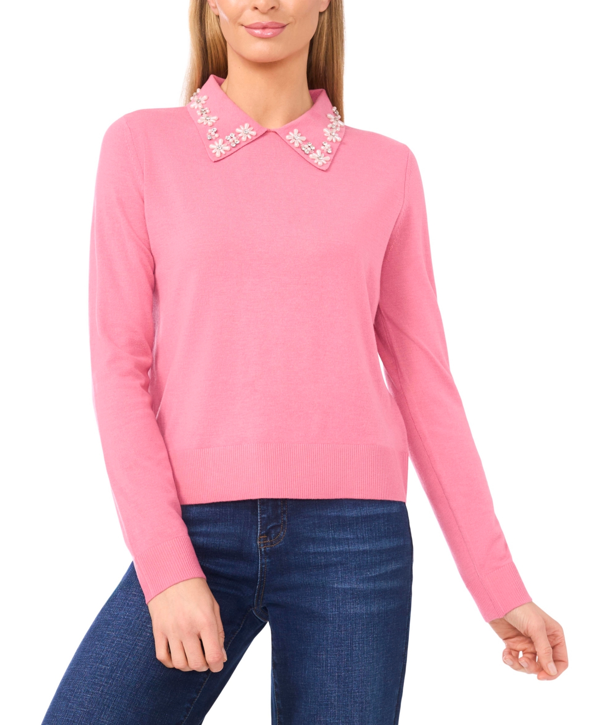 Click here for CeCe Womens Collared Neck Embellished Polo Sweater... prices