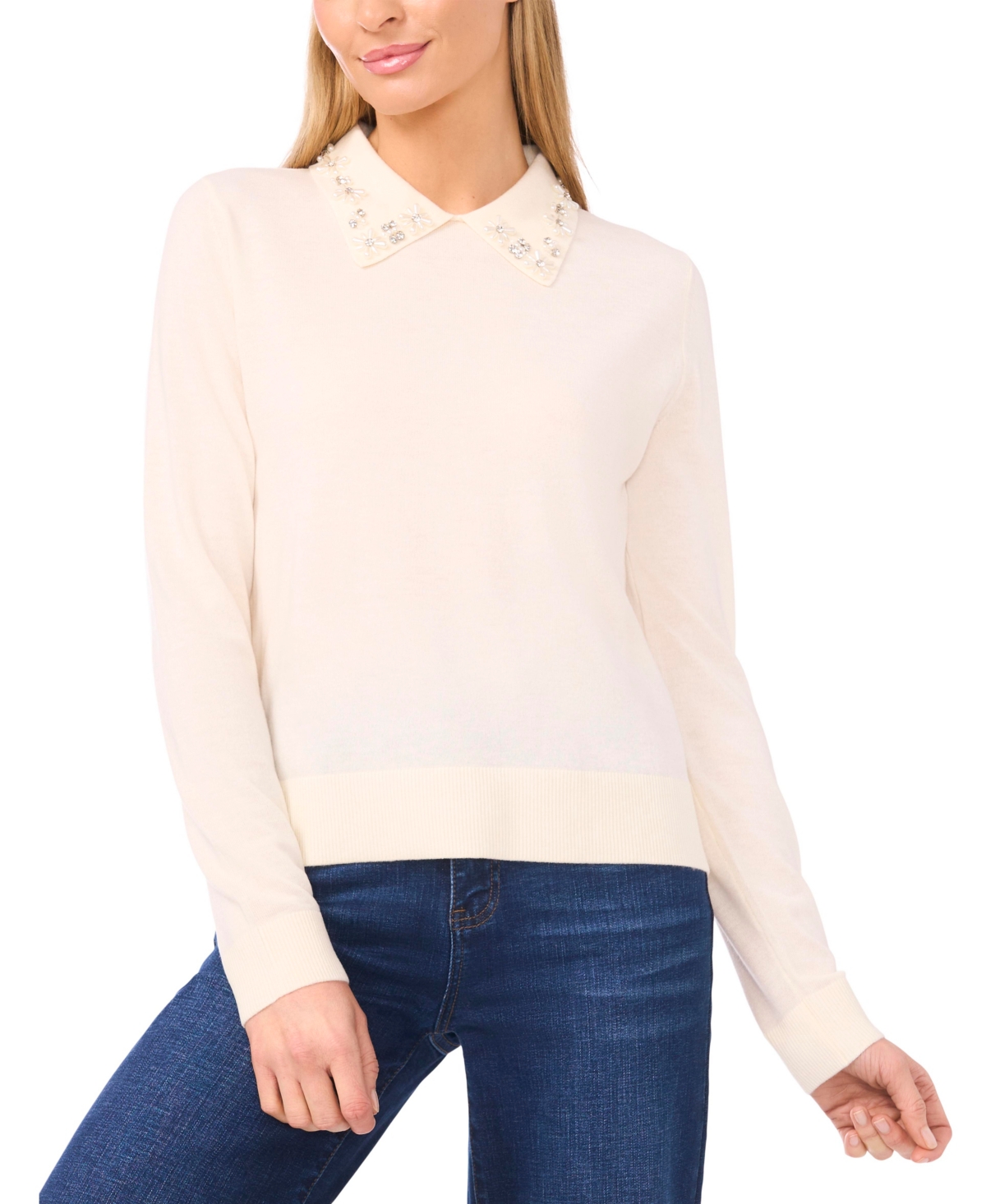 Click here for CeCe Womens Collared Neck Embellished Polo Sweater... prices