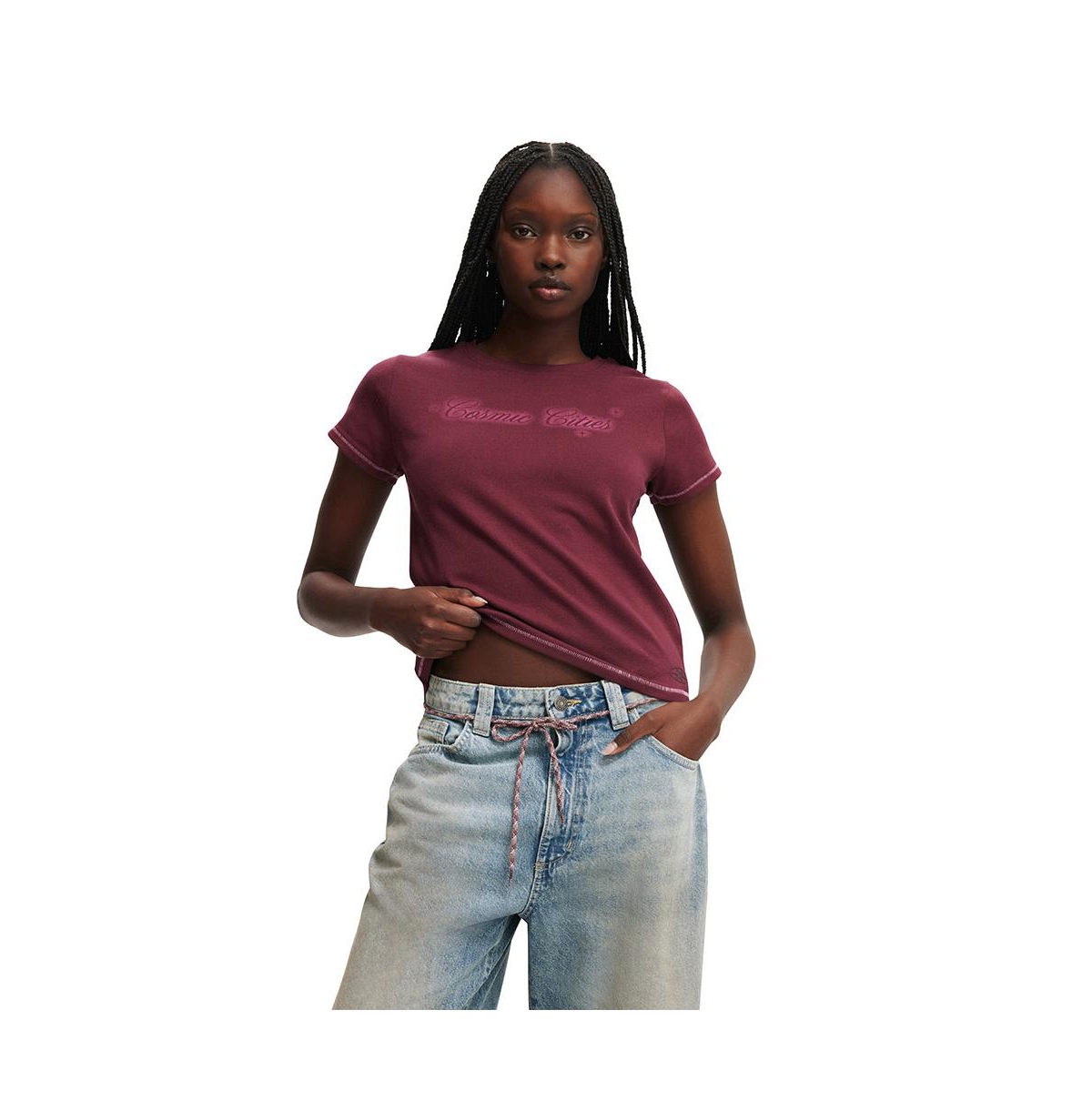 Click here for Cotton On Womens Baby Graphic Tee - Cosmic cities/... prices