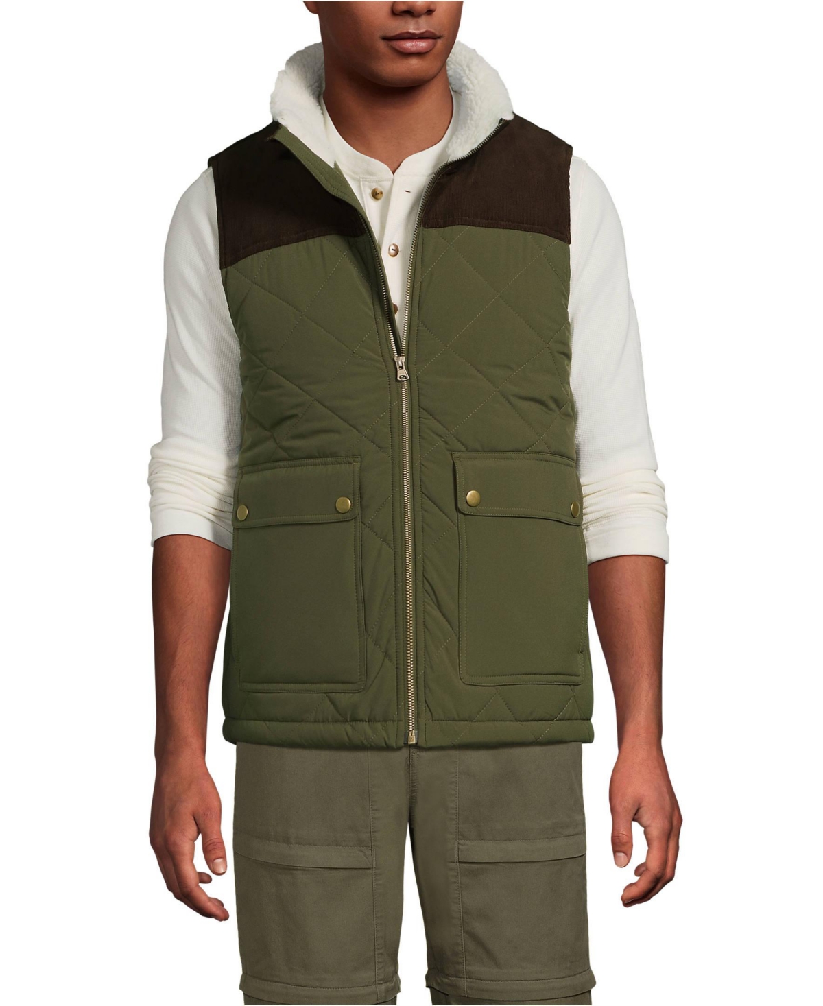 Click here for Lands End Mens Insulated Field Vest - Woodland mos... prices