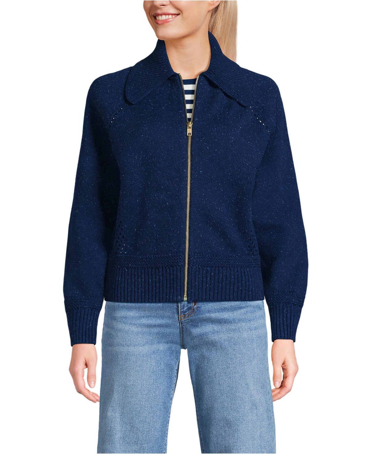 Click here for Lands End Womens Drifter Large Collar Zip Front Ca... prices