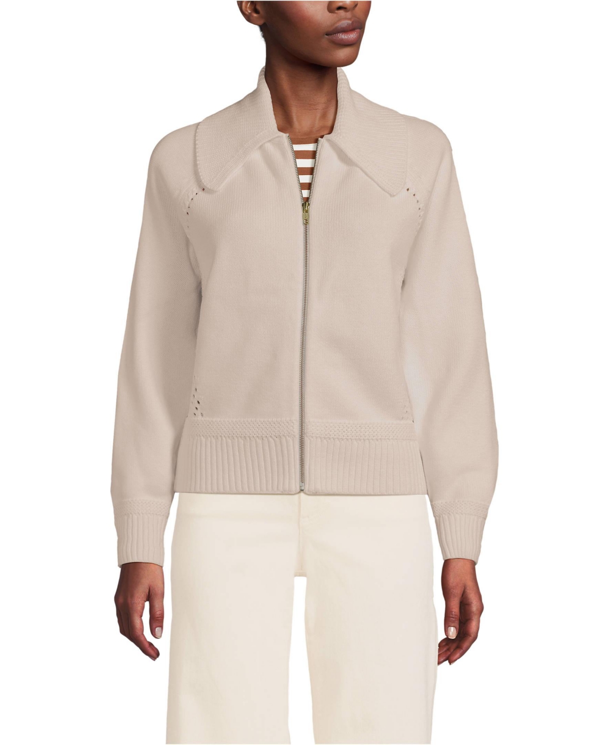 Click here for Lands End Womens Drifter Large Collar Zip Front Ca... prices