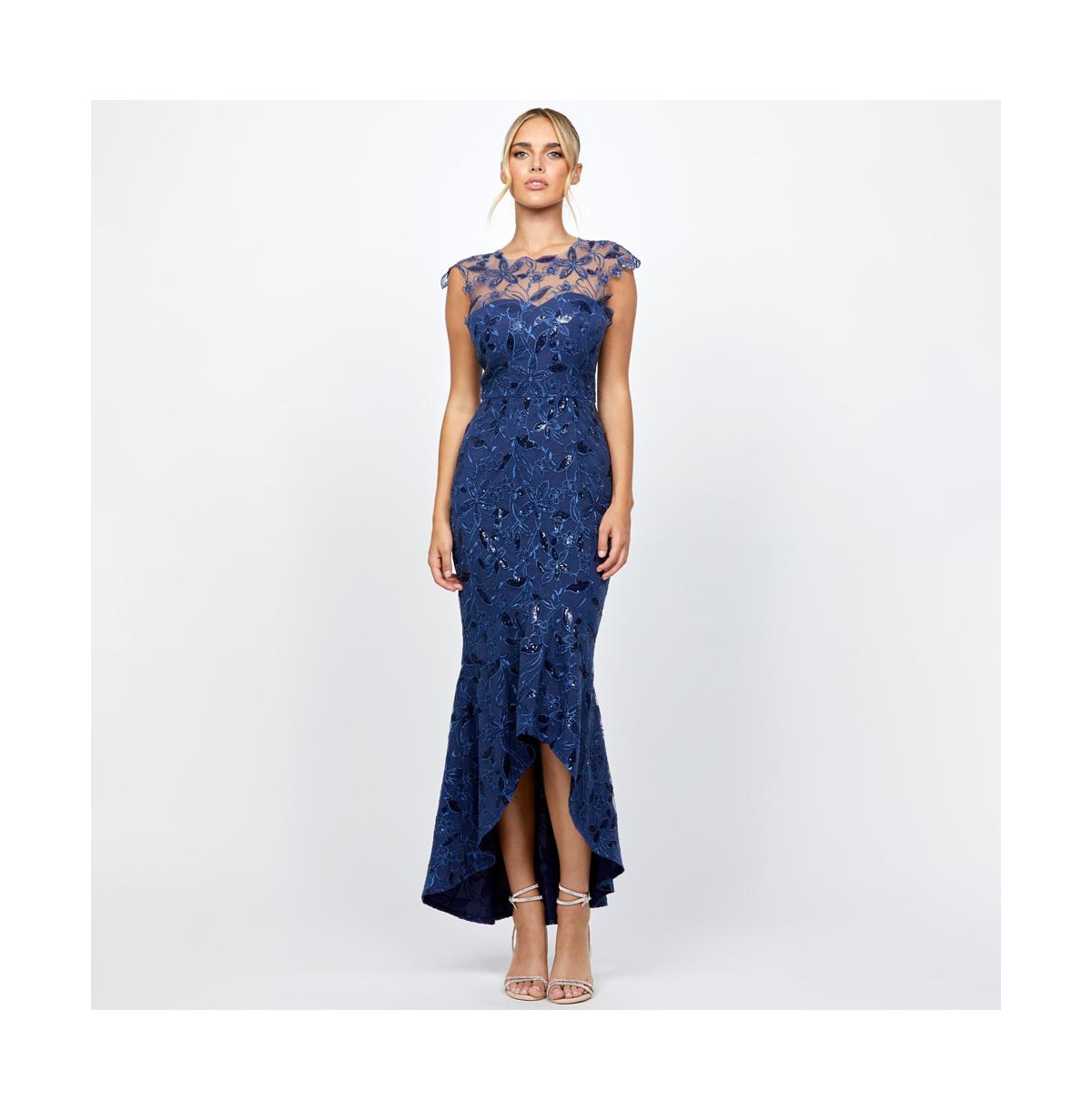 Click here for Bariano Womens Phoebe Cap Sleeve Hi Lo Dress - Nav... prices