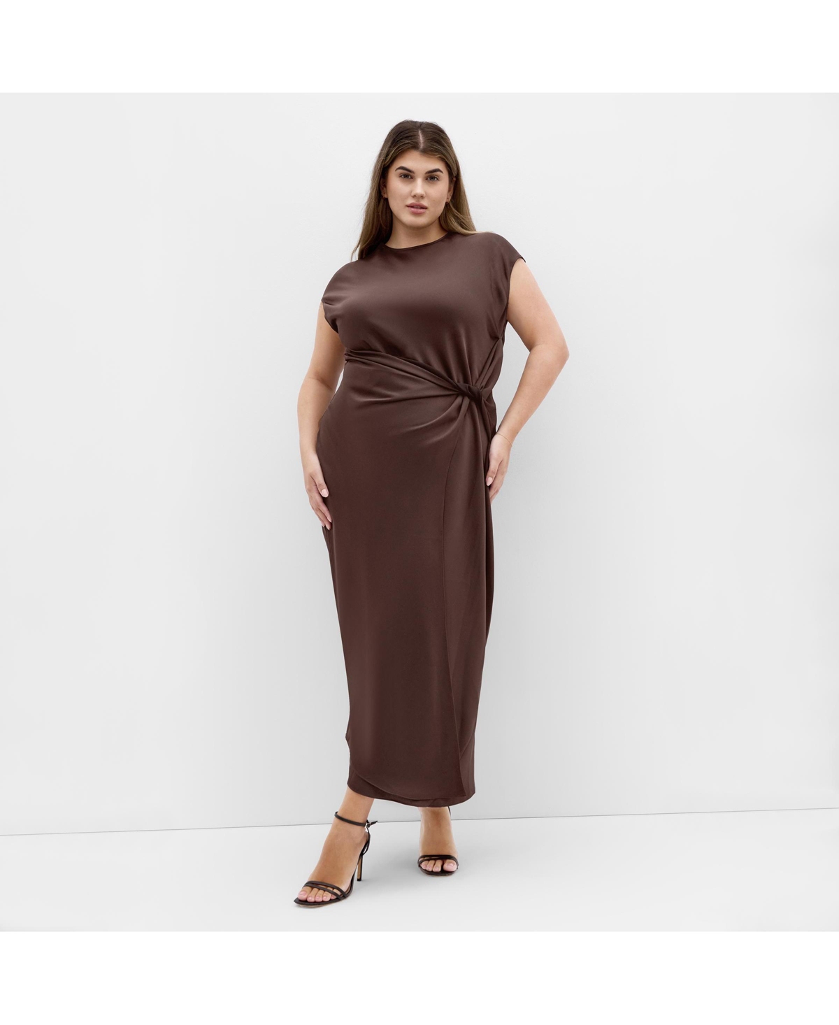 Click here for City Chic Womens Beatrix Knot Satin Dress - Truffl... prices