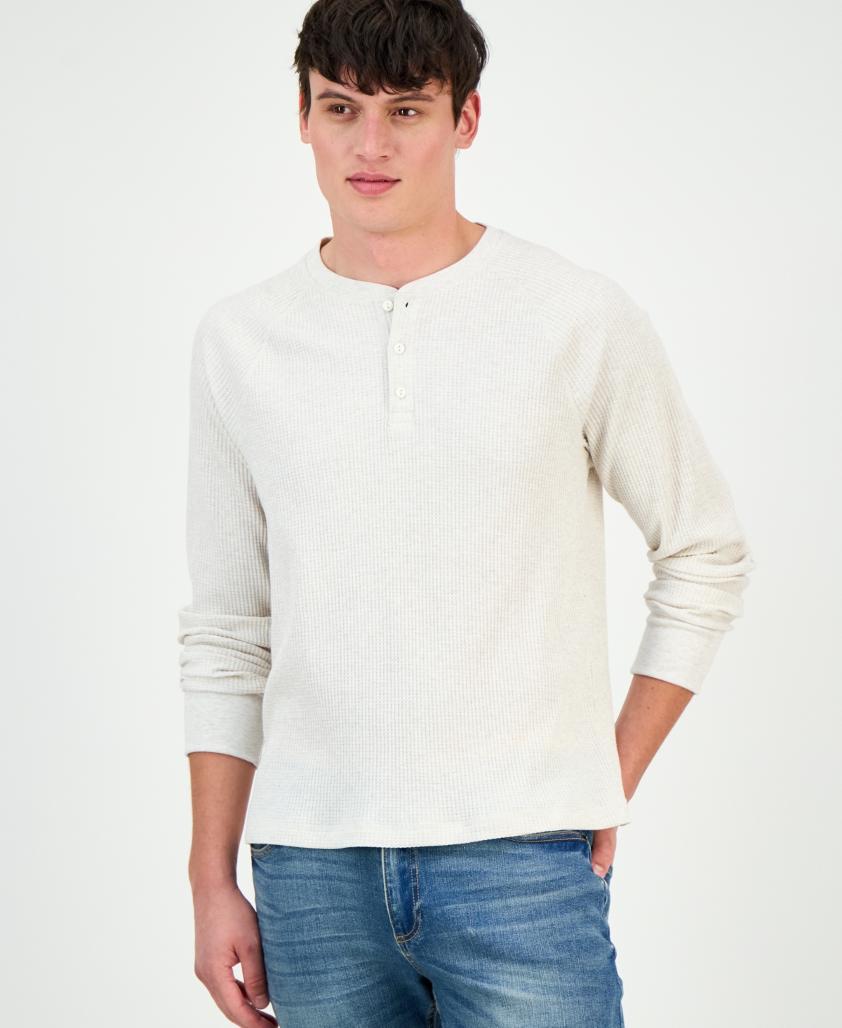 Click here for Sun + Stone Mens Thermal Waffle-Knit Henley Shirt... prices