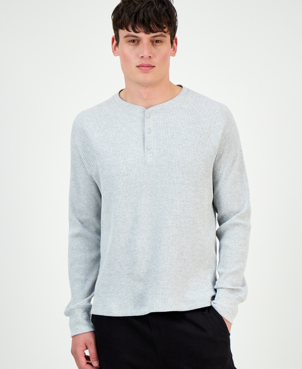 Click here for Sun + Stone Mens Thermal Waffle-Knit Henley Shirt... prices