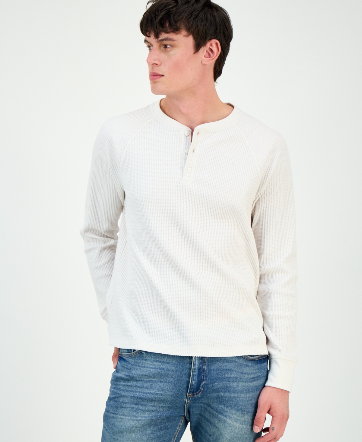Click here for Sun + Stone Mens Thermal Waffle-Knit Henley Shirt... prices
