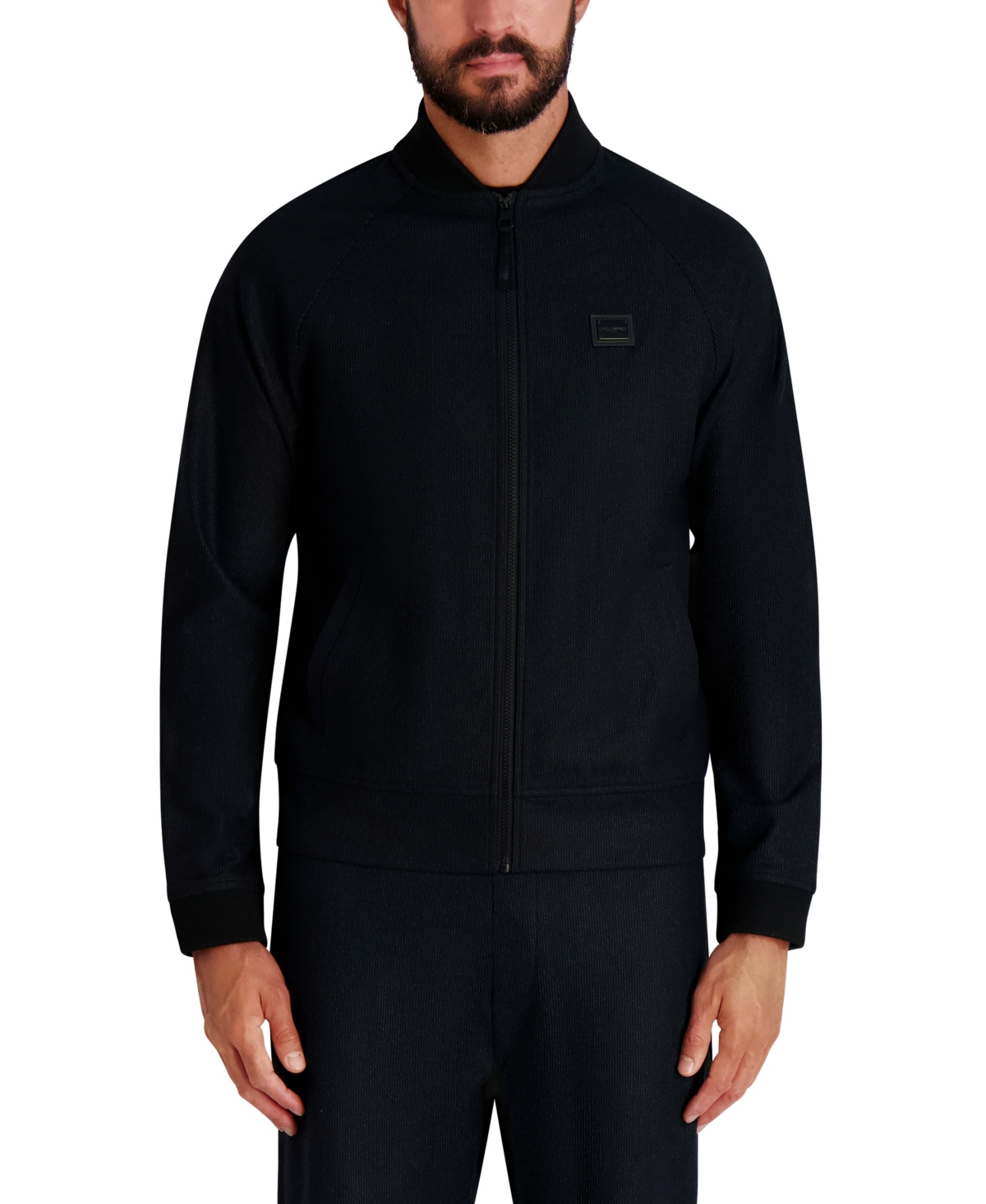 Click here for Karl Lagerfeld Paris Mens Logo Patch Track Bomber... prices