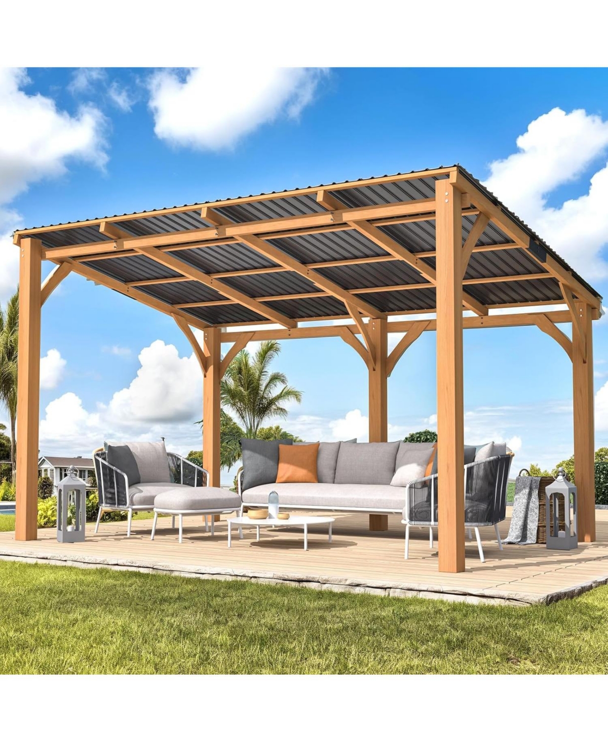 Click here for Aecojoy 14 x 10 Outdoor Wooden Gazebo  Patio Lean... prices