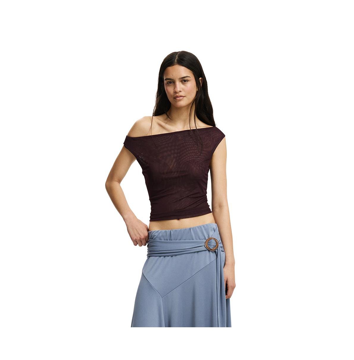 Click here for Cotton On Womens Gathered Mesh Off Shoulder Top -... prices