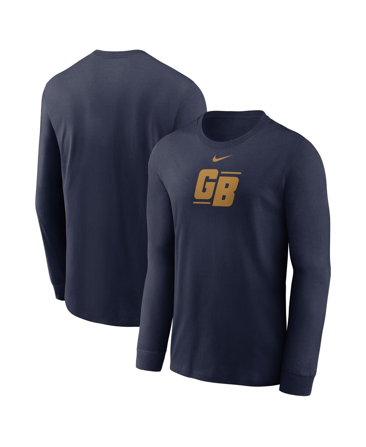 Click here for Nike Mens Navy Green Bay Packers Essential Long-Sl... prices