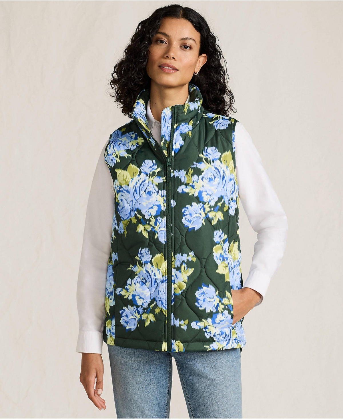 Click here for Lands End Womens Print FeatherFree Quilted Insulat... prices