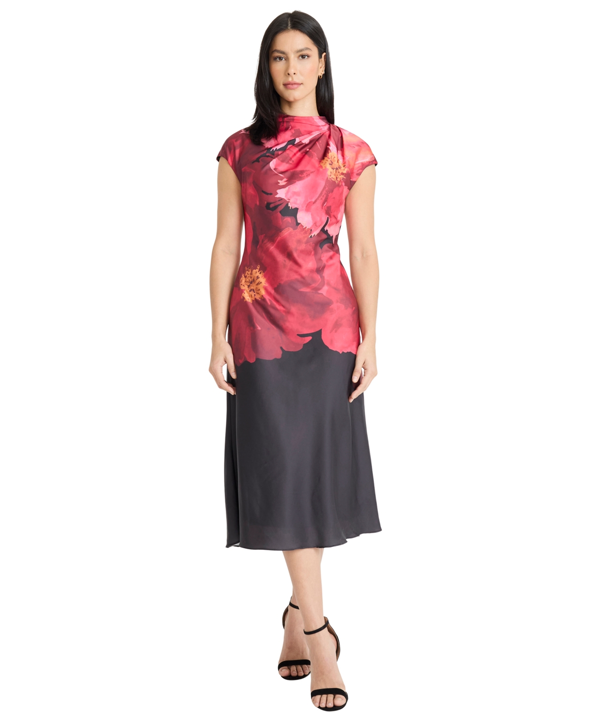 Click here for Maggy London Womens Printed Cap Sleeves Midi Dress... prices