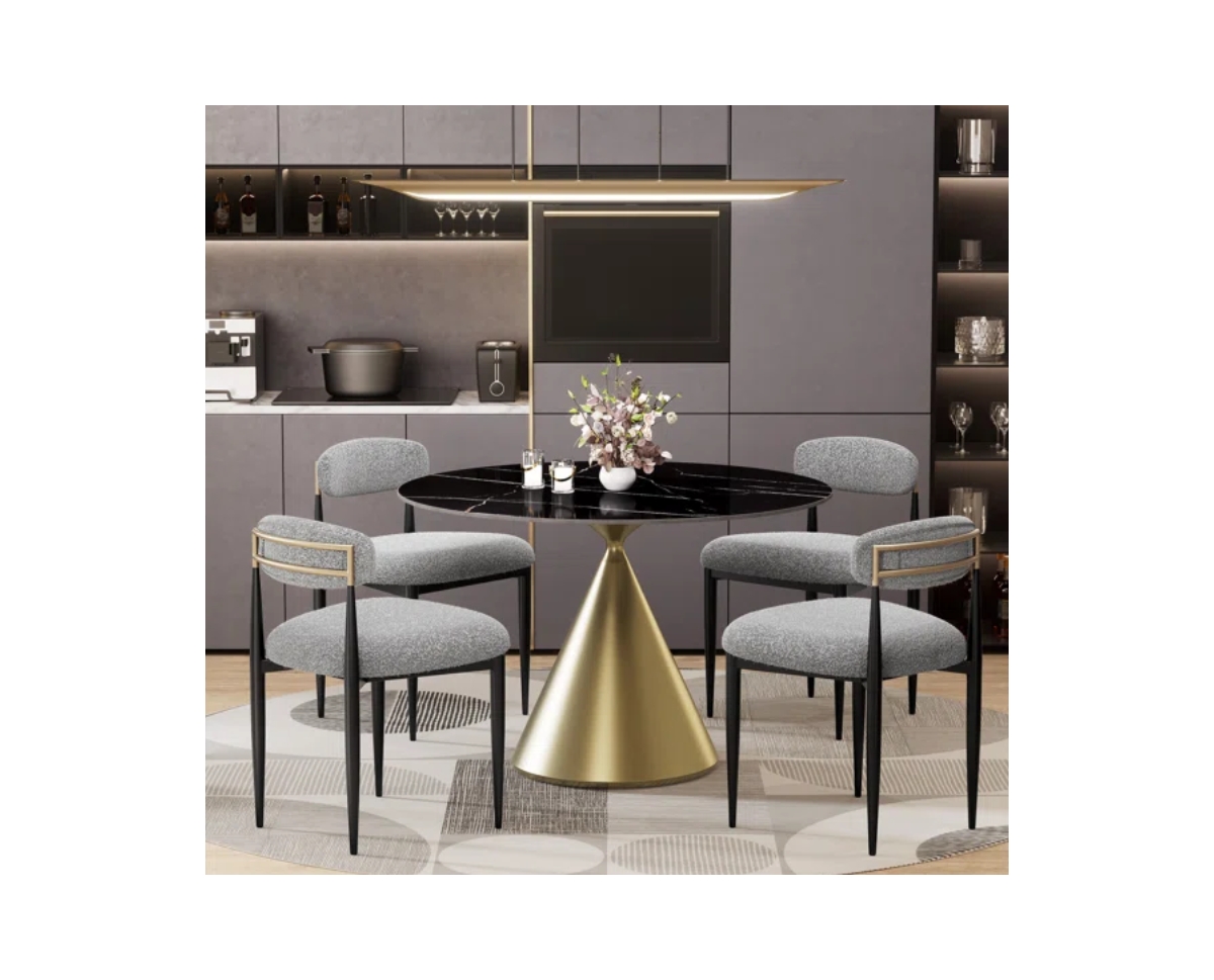 Click here for Morden Fort 5 Piece Round 47 Faux Marble Dining Ro... prices