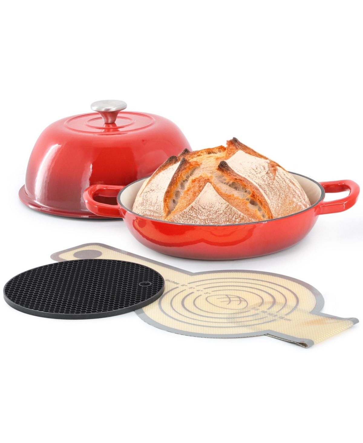 Click here for MegaChef 6 Quart Enameled Cast Iron Bread Pot in R... prices