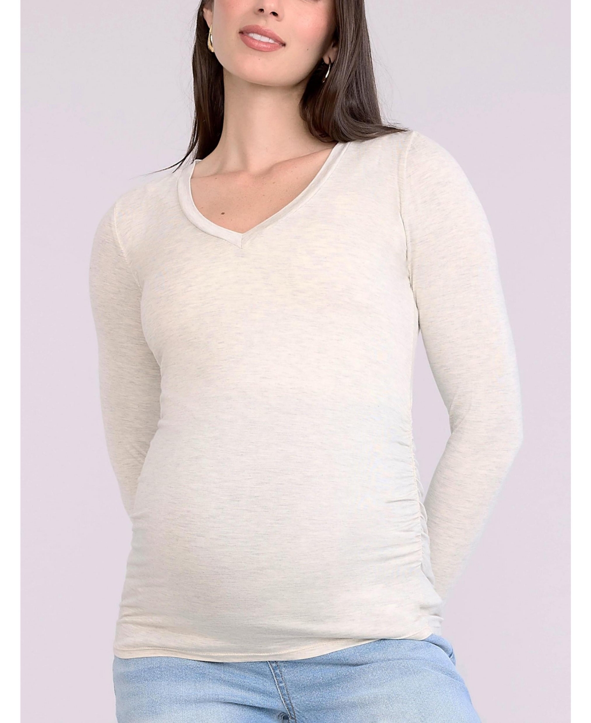 Click here for Motherhood Maternity Maternity V-Neck Side-Ruched... prices