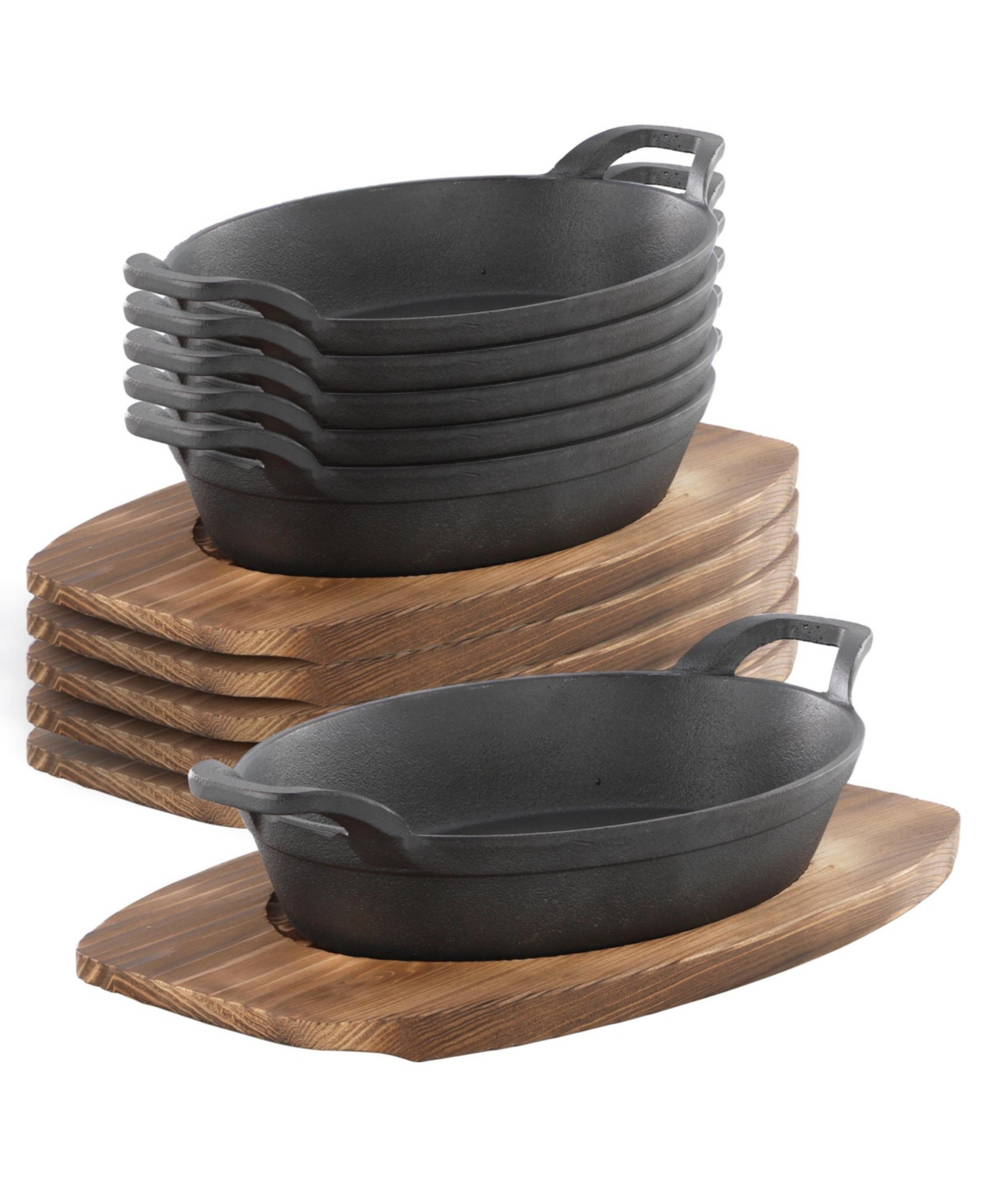 Click here for MegaChef 6 Piece Mini Cast Iron Oval Pan with Wood... prices
