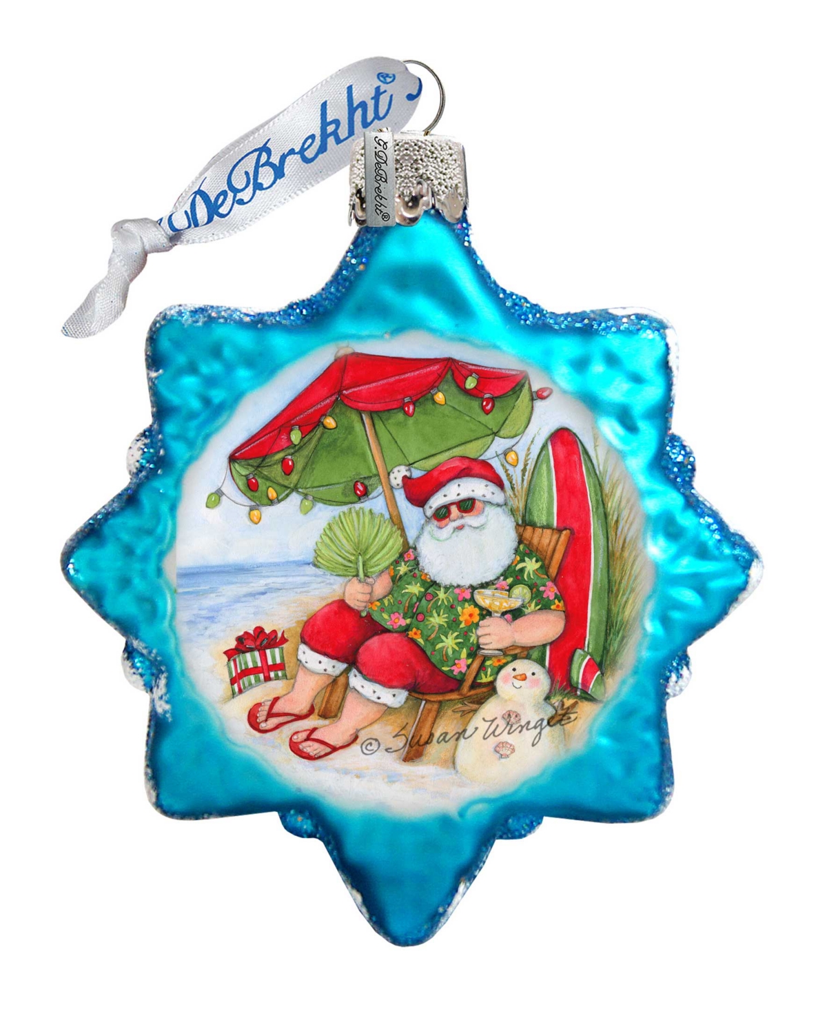 Click here for Designocracy Santa on Beach Glass Ornaments S. Win... prices