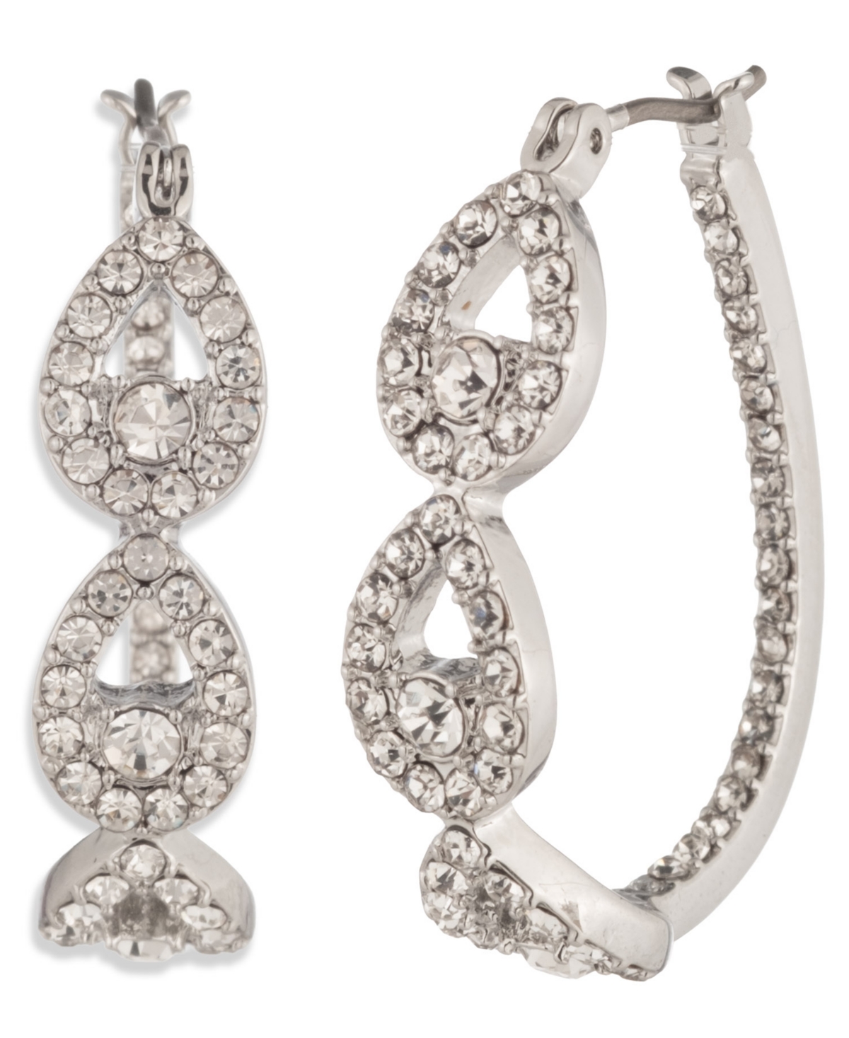 Click here for Givenchy Silver-Tone Crystal Pave Pear Hoop Earrin... prices