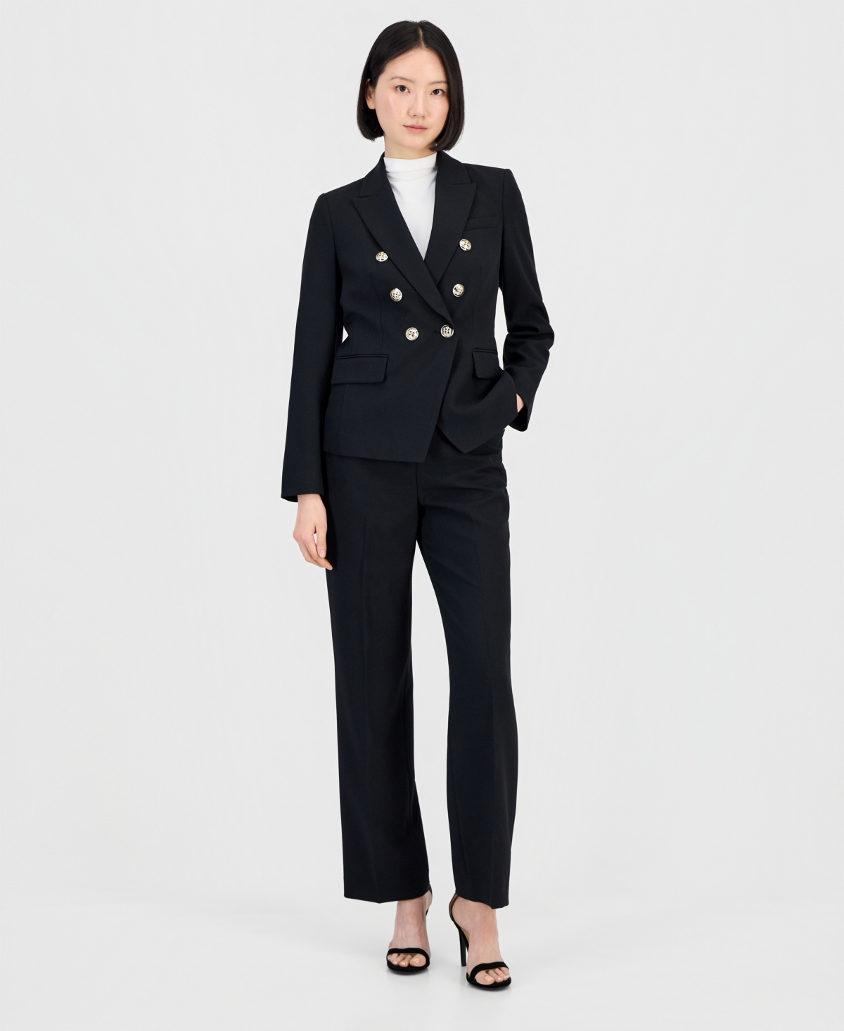 Click here for Tahari Asl Womens Double-Breasted Pantsuit - Black prices