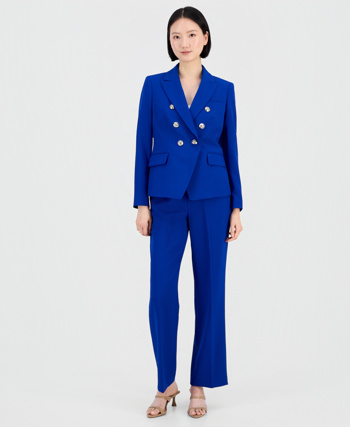 Click here for Tahari Asl Womens Double-Breasted Pantsuit - Cobal... prices