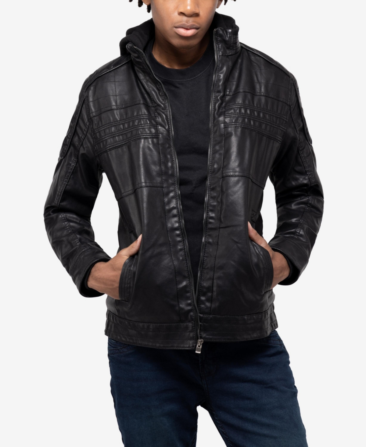 Click here for Xray Mens Moto Jacket With Hood and Faux Shearling... prices